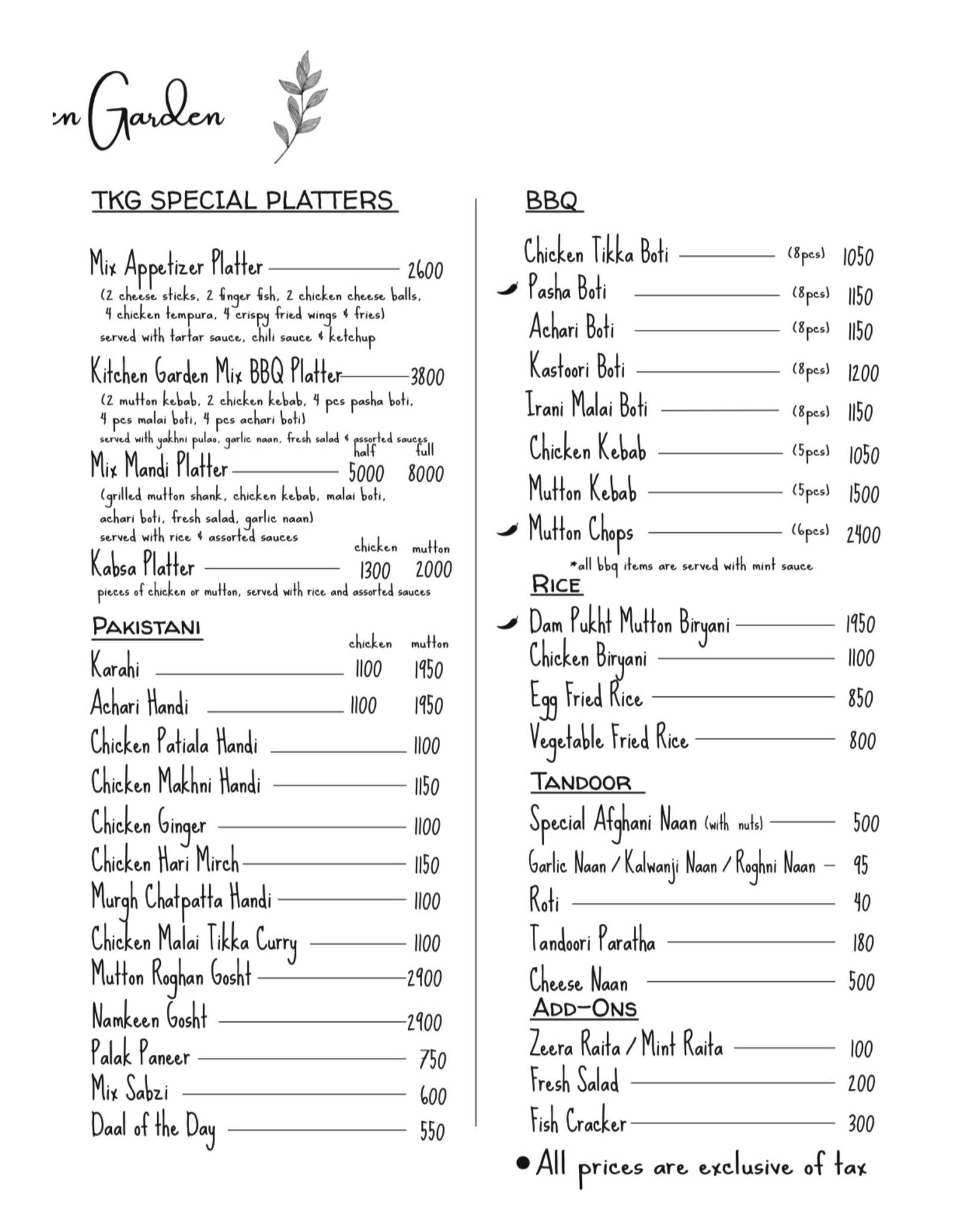Kitchen Garden Sialkot Menu 2024 | Best Buffet in Sialkot | Diamond ...