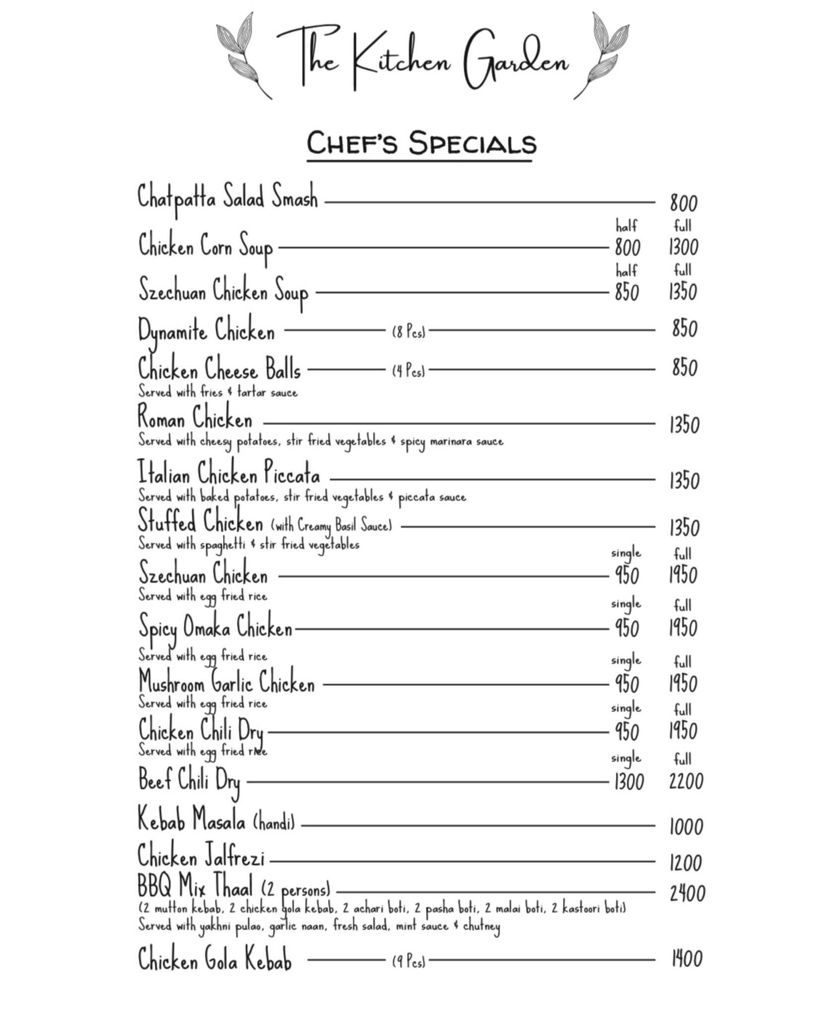 Kitchen Garden Sialkot Menu 2024 | Best Buffet in Sialkot | Diamond ...